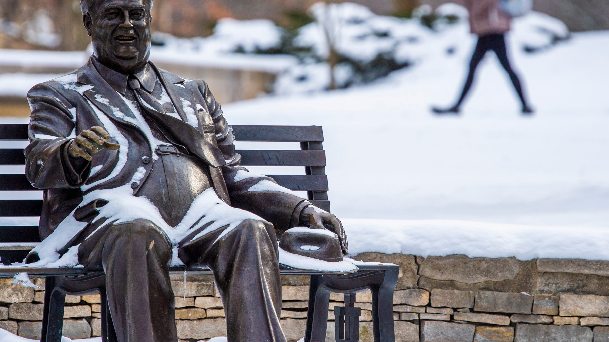 Statues of the snow: Expect more snow, cold temperatures this week
