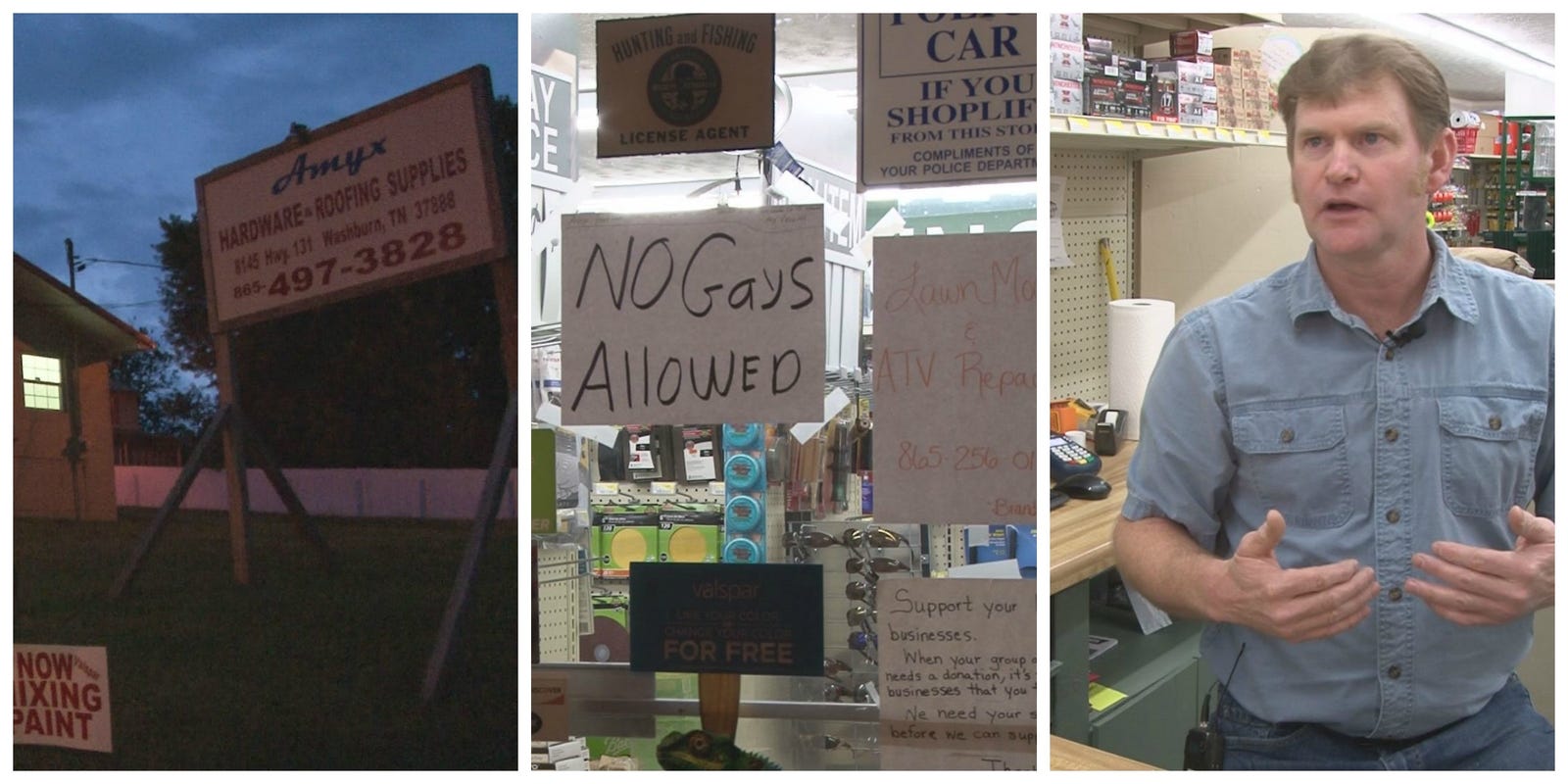 Tennessee hardware store puts up 'No Gays Allowed' sign