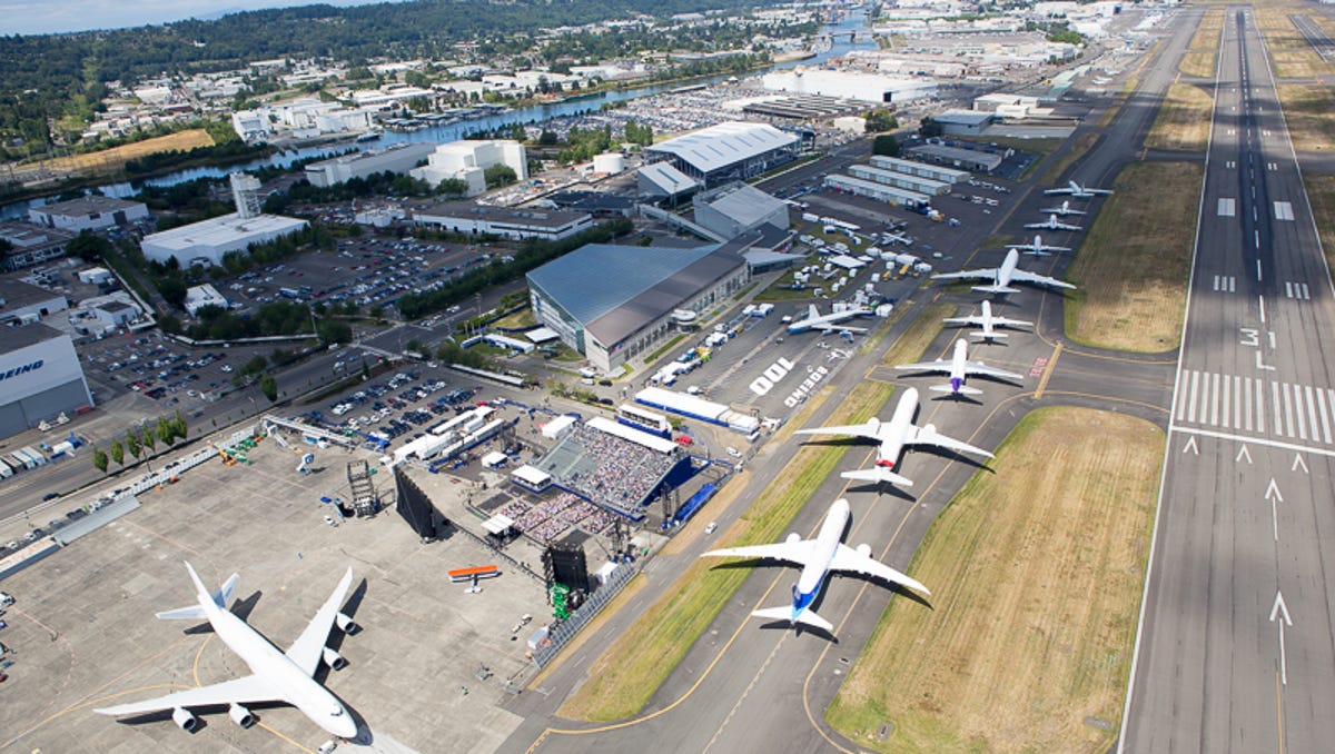 Boeing puts its passenger jets on display for centennial celebration