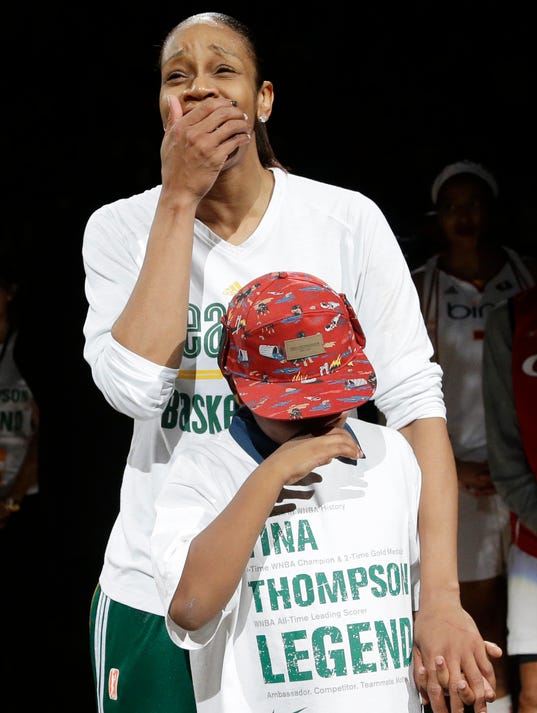 WNBA's first ever pick Tina Thompson finishes with style