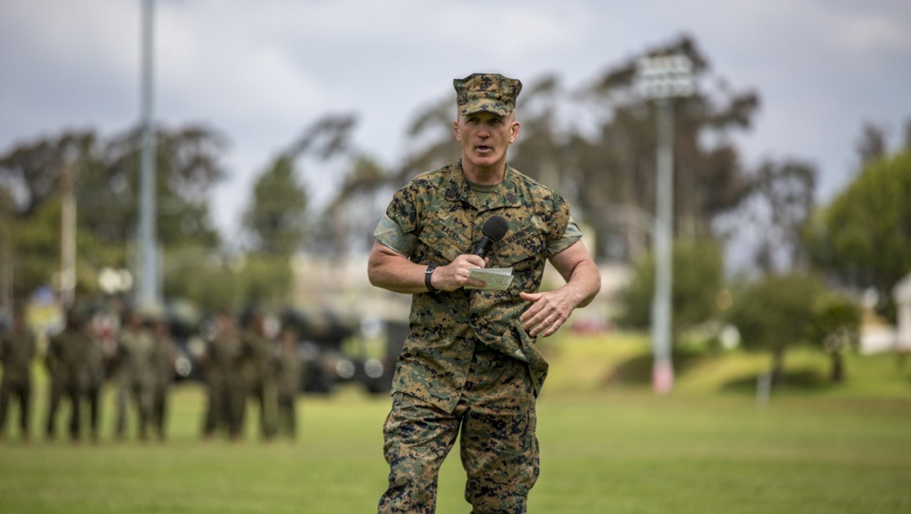 Sgt. Maj. Kasal passes on the sword of office