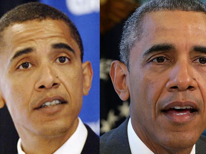 President Obama, Then and Now