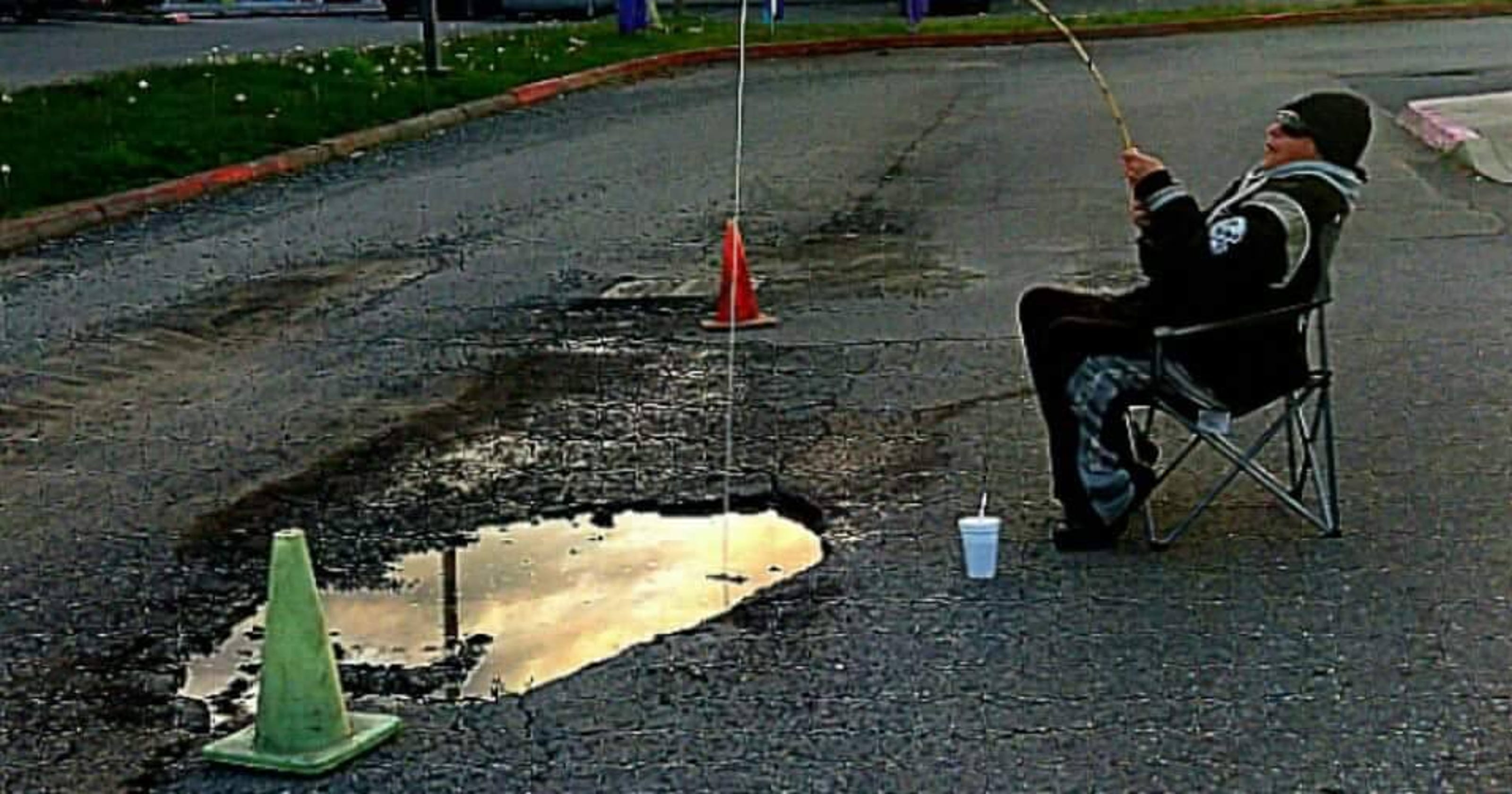A Port Orchard pothole so bad it's funny