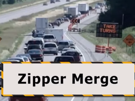 Zipper merge to help traffic on bridge