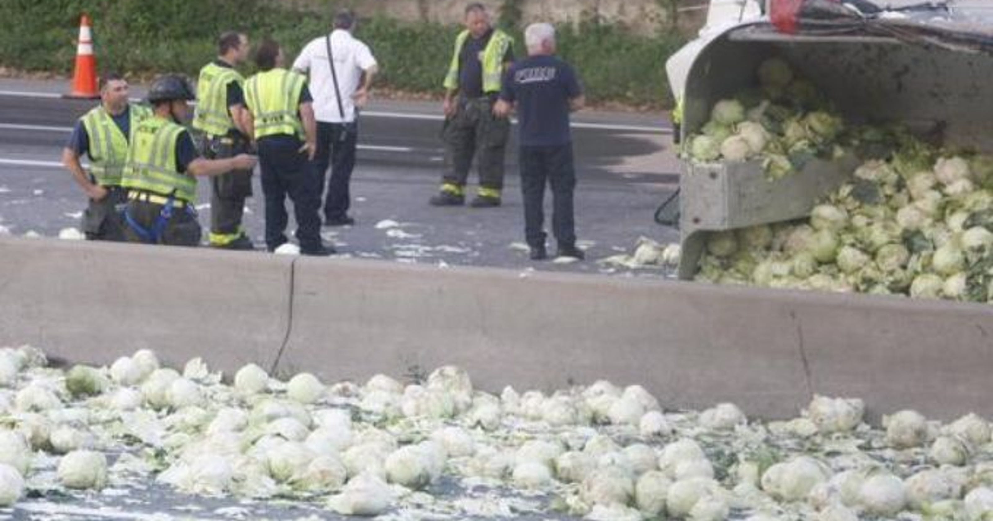 A cabbage truck took a major spill in Rochester and it was punderful.