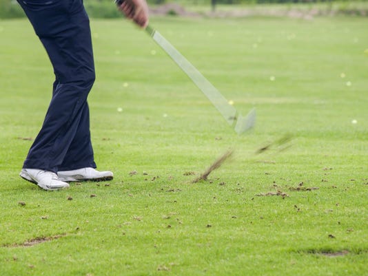Golf tip: Steep downswing leaves big divot behind ball