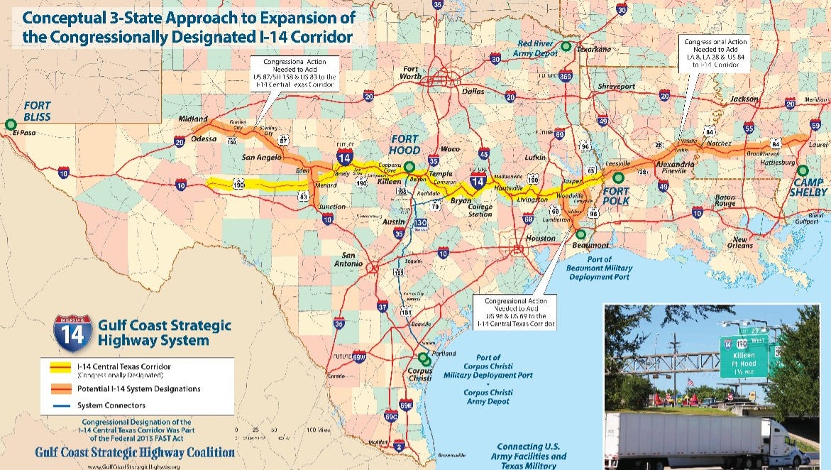 Interstate 14 Texas Corridor approved by Congress. Here's what's next