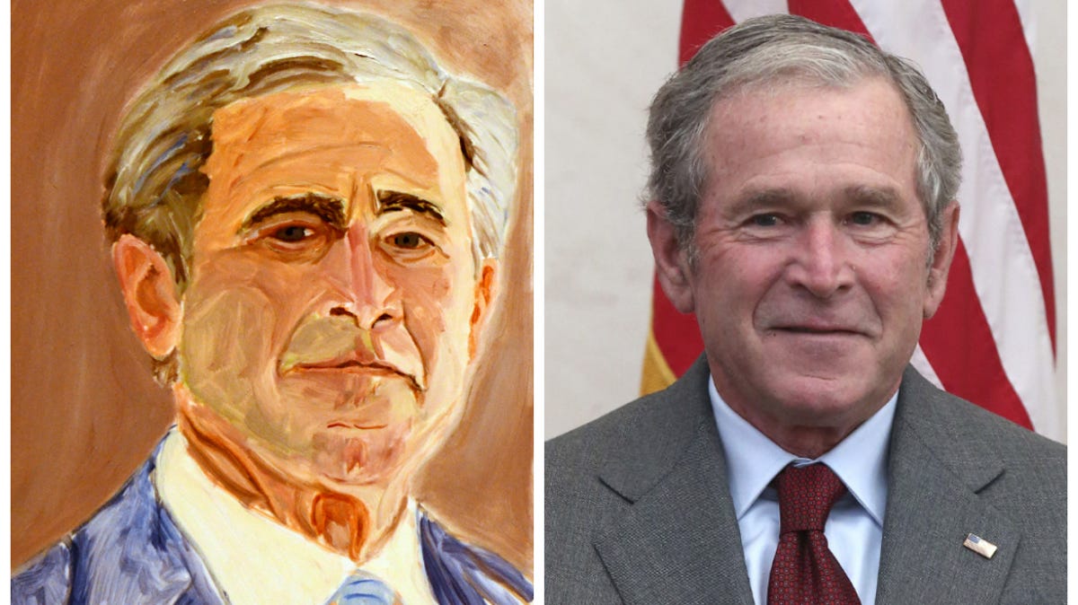 Side-by-side: George W. Bush's paintings and the real world leaders