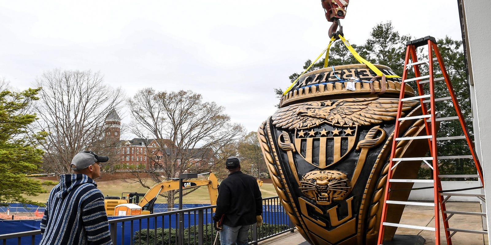 Photos: Clemson's Alumni Center ring statue is back