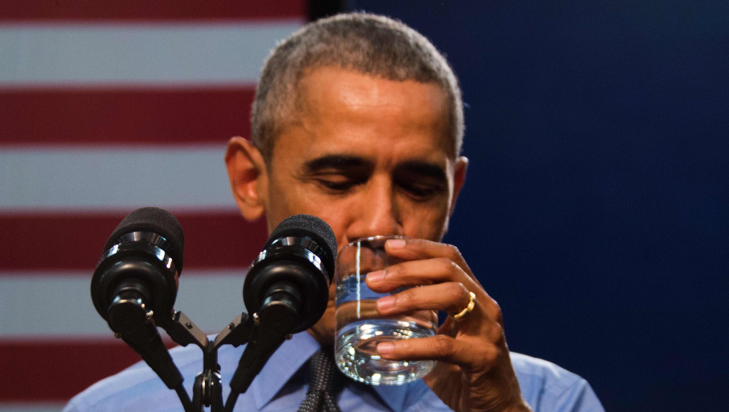 Obama drinks Flint water as he urges children to be tested for lead