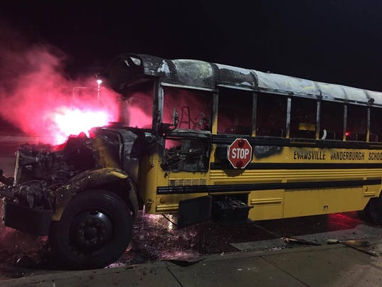 EVSC school bus damaged in fire