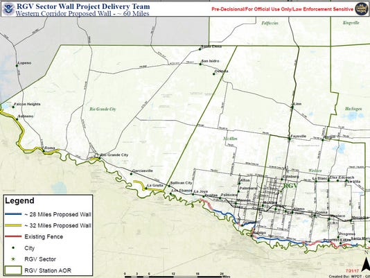 Map shows potential route of Trump's border wall in Texas