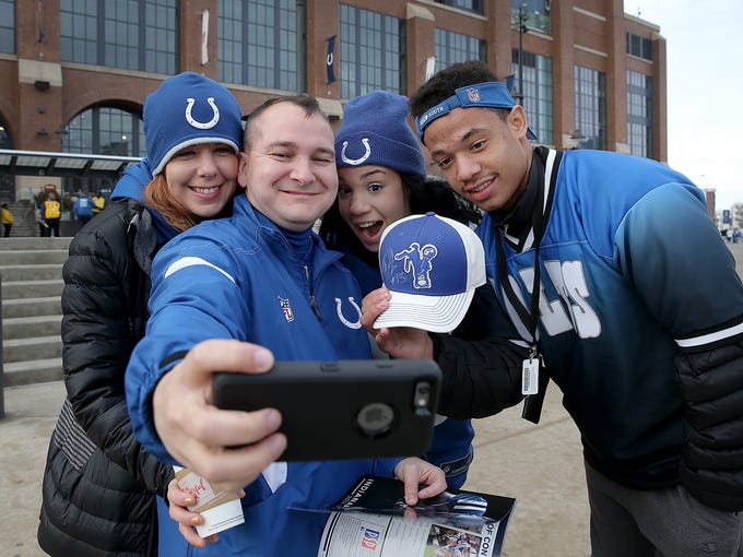 See some of the Colts fans decked in blue before Sunday's game