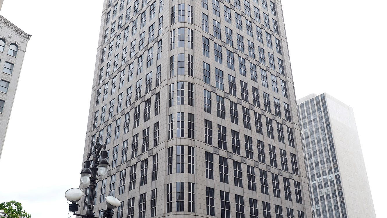 Towering One Detroit Center building for sale