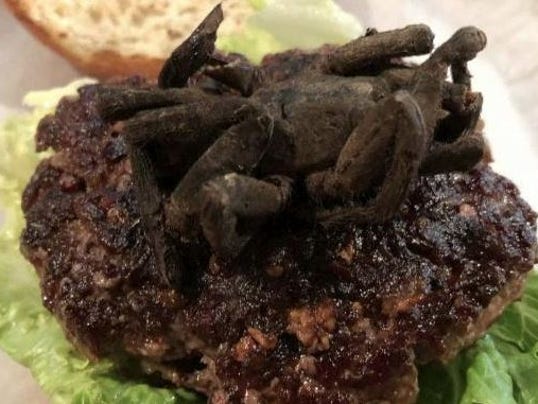 Tarantula burger on menu at Durham, North Carolina, restaurant