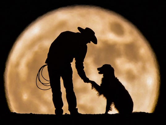 The story behind two photos of a cowboy and a super moon