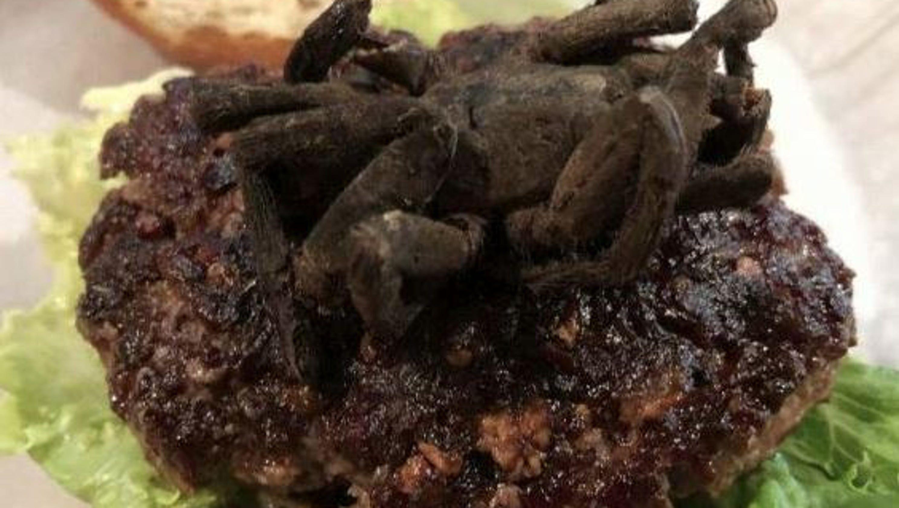 Tarantula burger on menu at Durham, North Carolina, restaurant