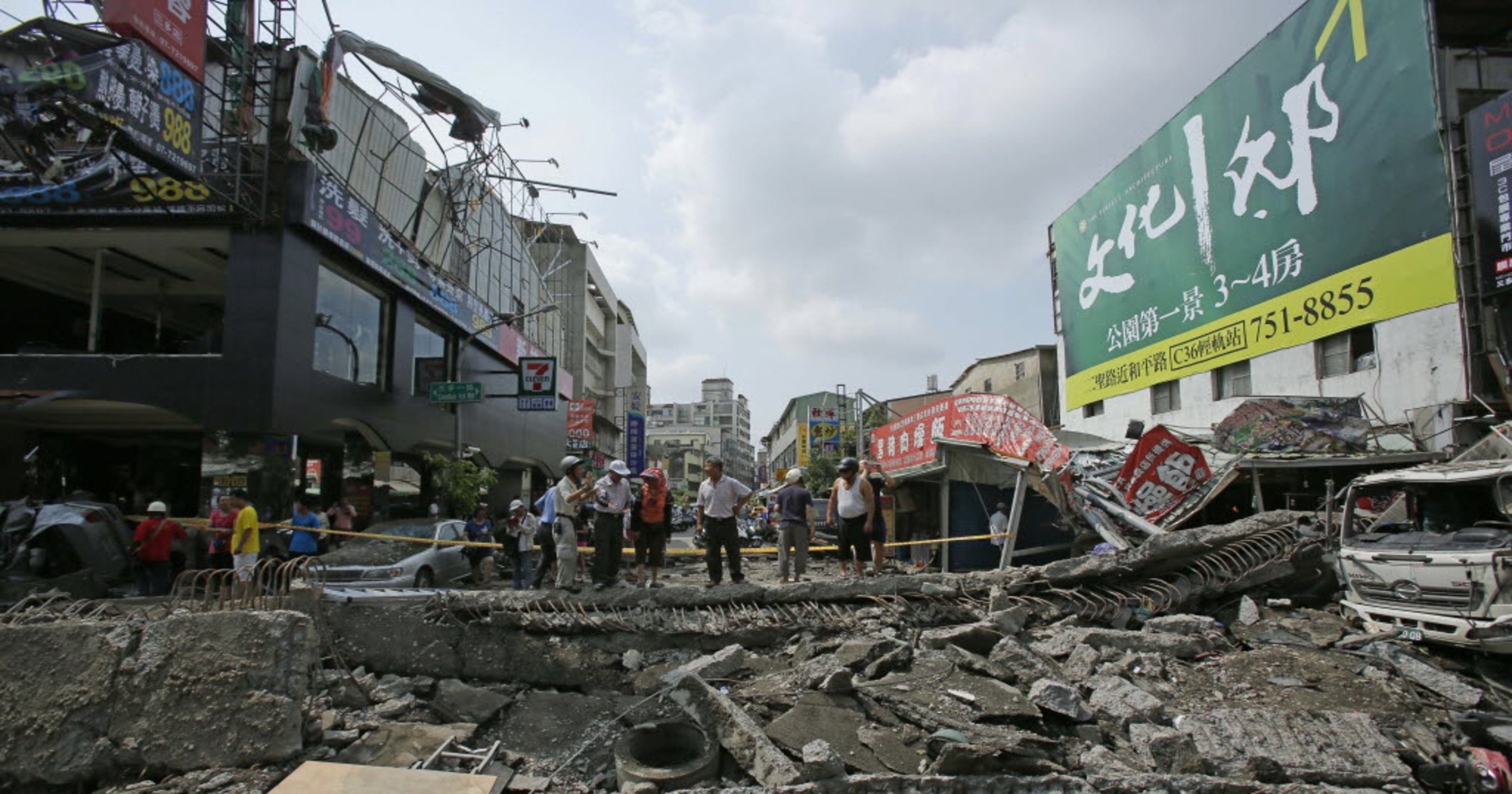 Taiwan gas explosions kill 24; blows car onto roof