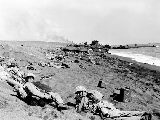 Marines battle brutal Japanese on Iwo Jima