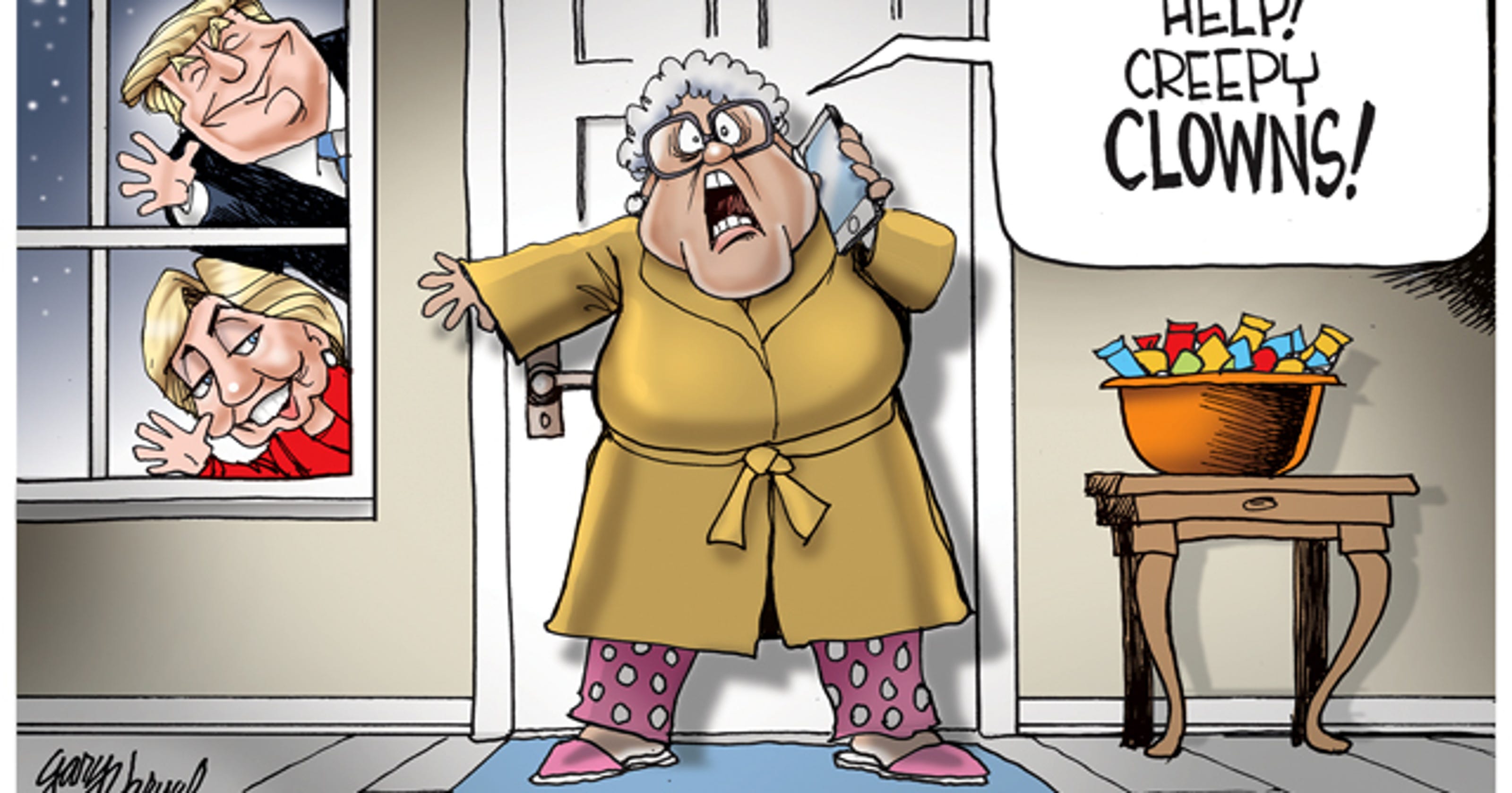 Cartoonist Gary Varvel Trump Hillary And Creepy Clowns
