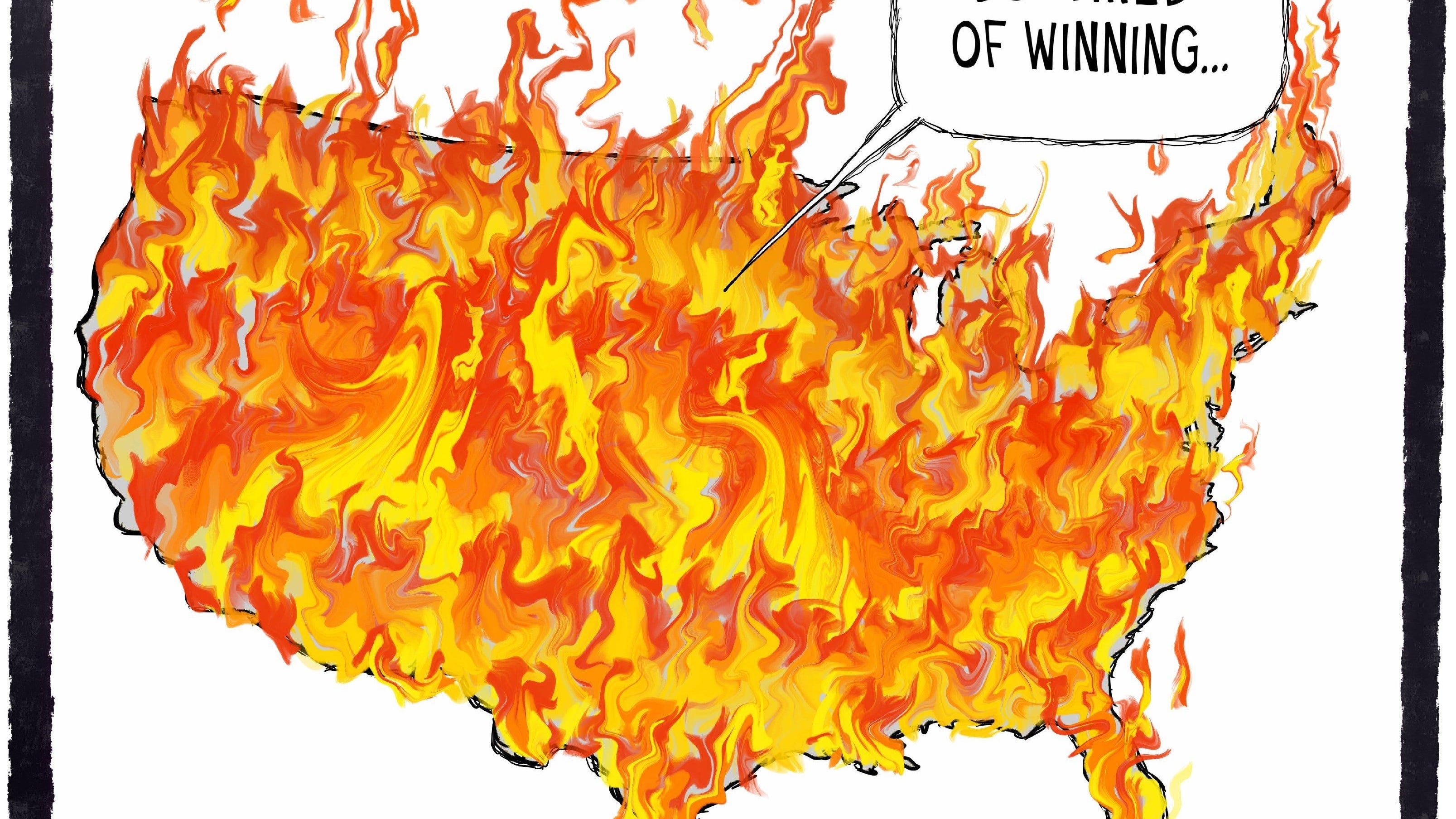 Editorial cartoon: A nation in flames