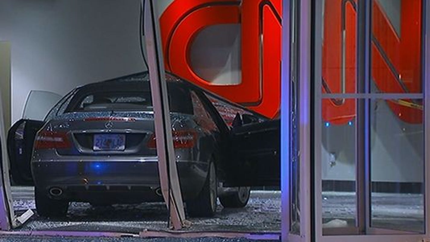 Driver crashes into CNN Center lobby