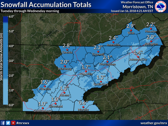 Snow is on the way to East Tennessee