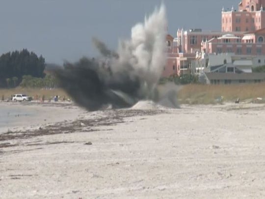 Officials detonate WWII-era bomb found on beach