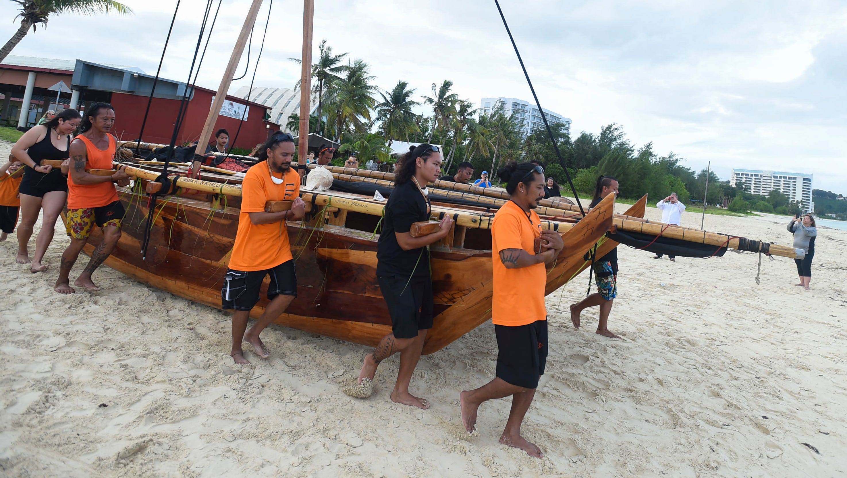 Double-hull canoe blessed