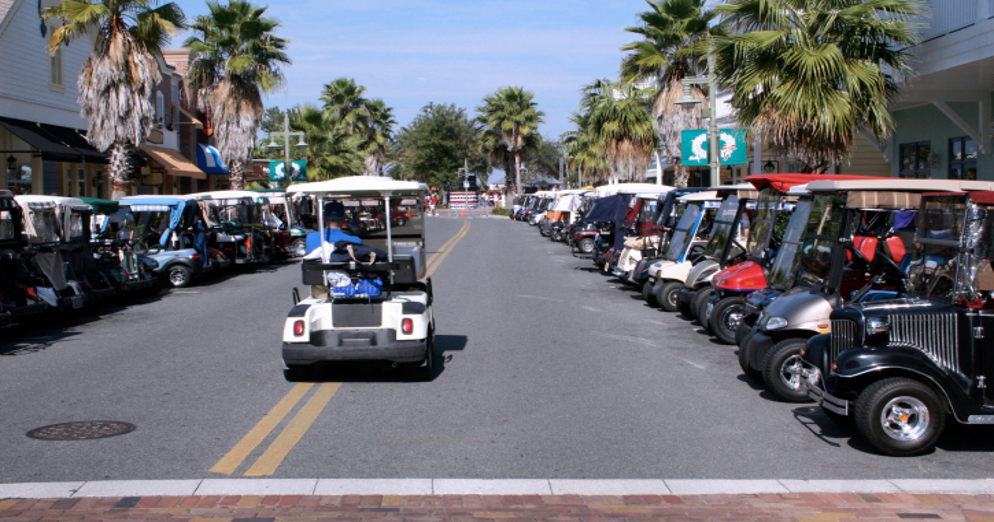Golf cart is treated as just another vehicle in traffic