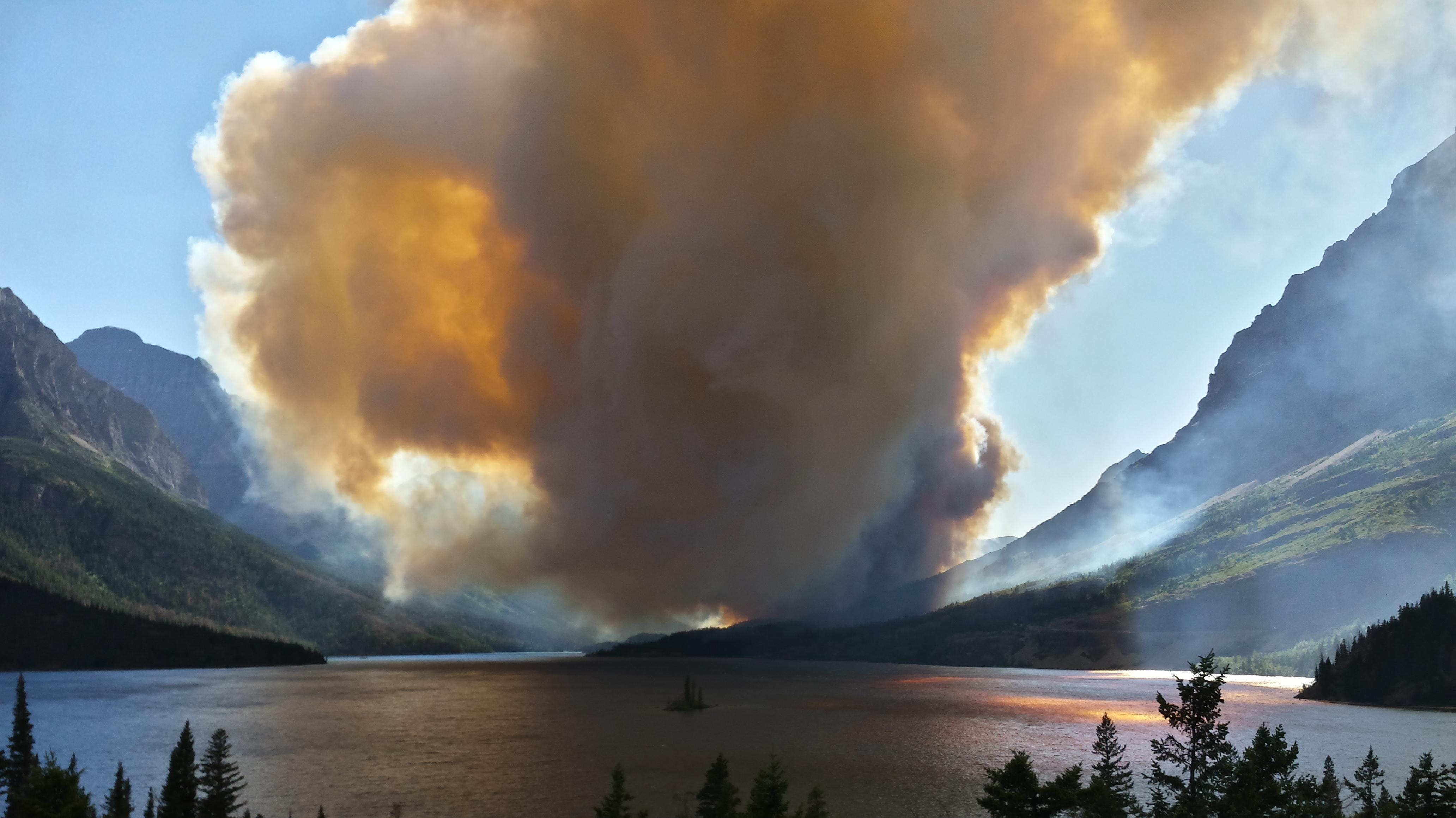 Wind whips wildfire in Glacier National Park