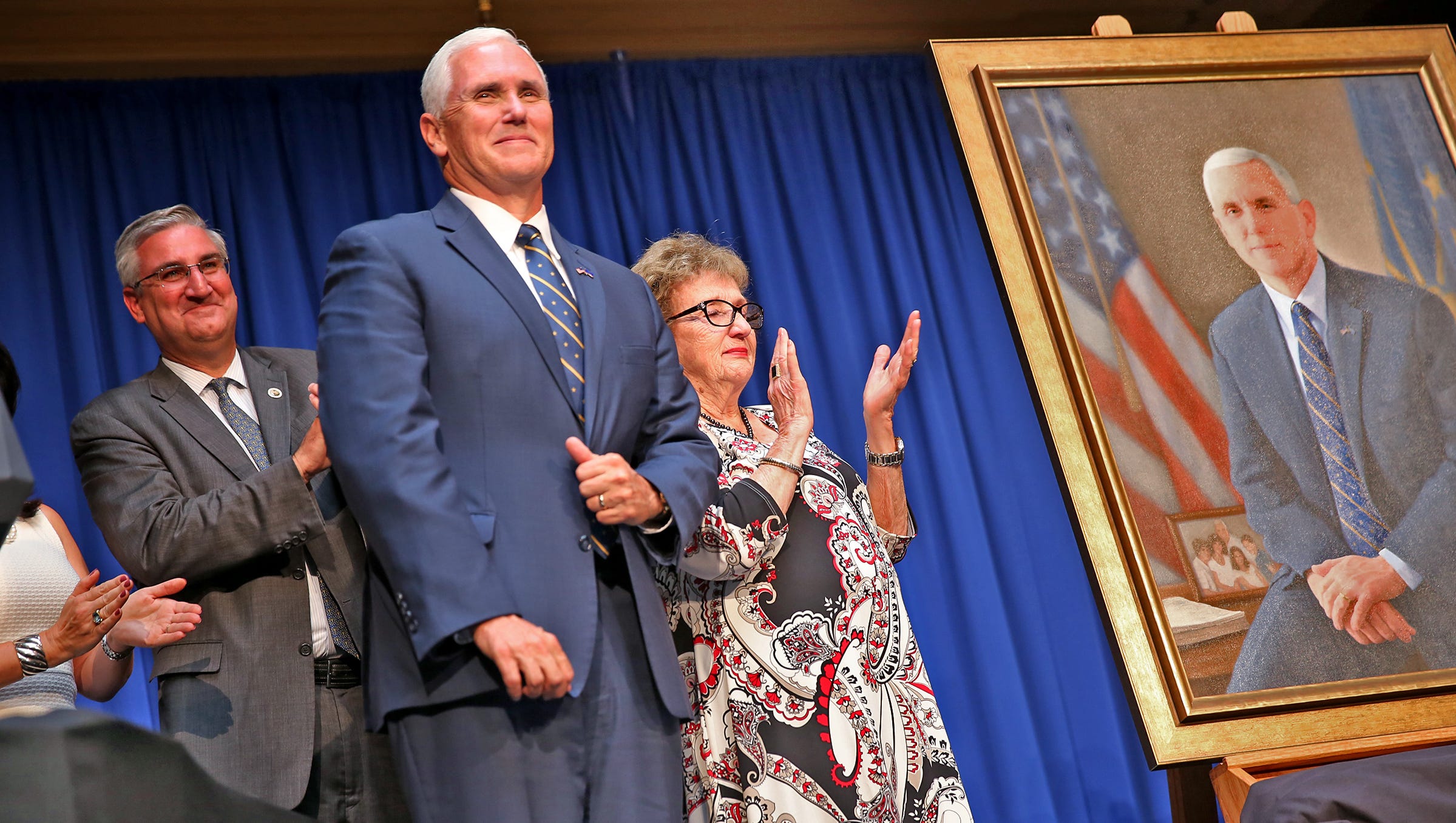 Pence’s official portrait as governor reflects Christian faith, family