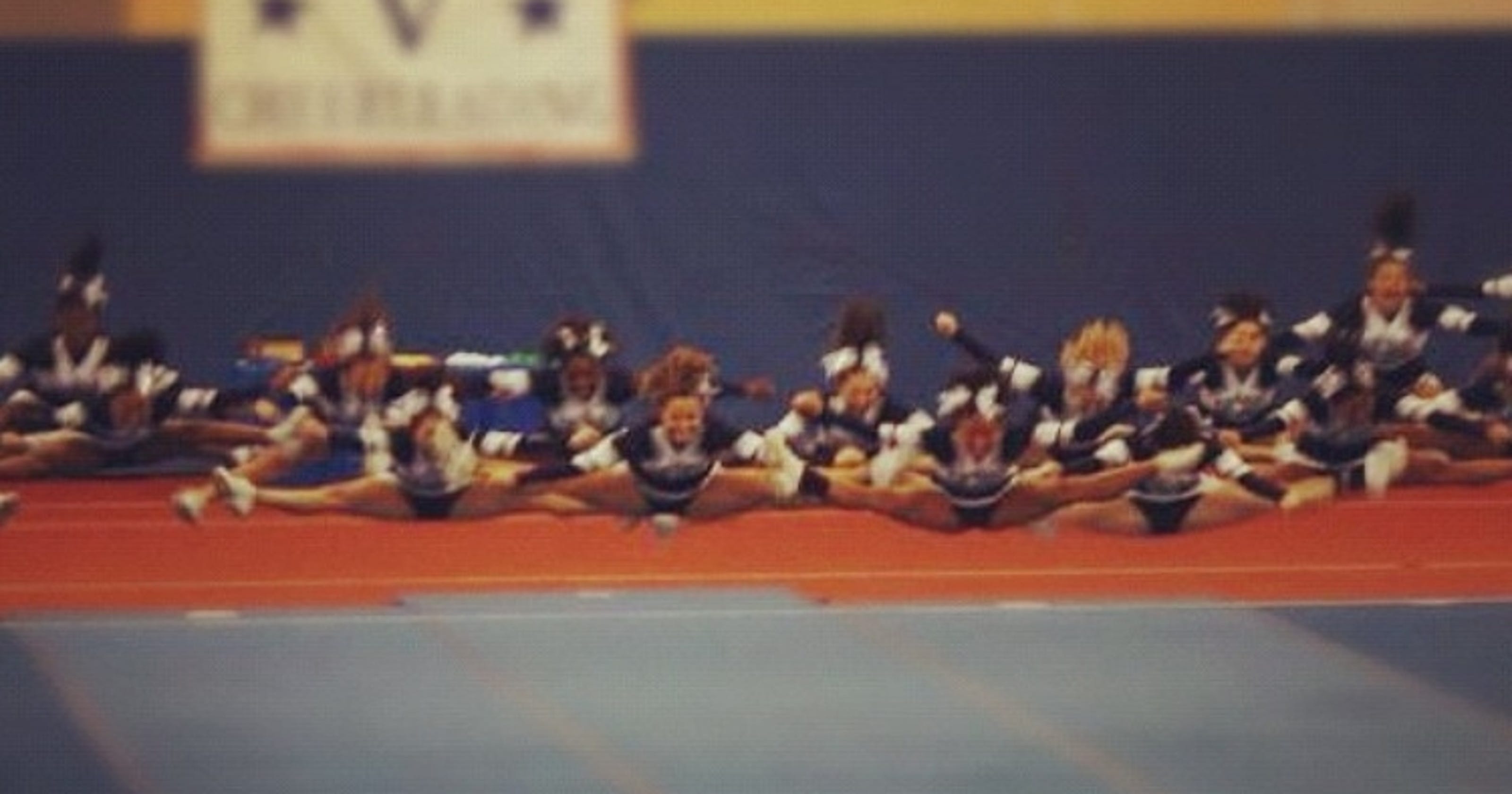 GC Varsity Cheerleaders had perfect toe touch jump