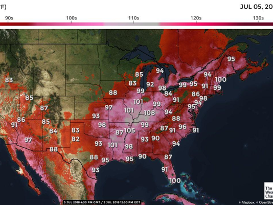 Louisville's heat index is the highest in the country