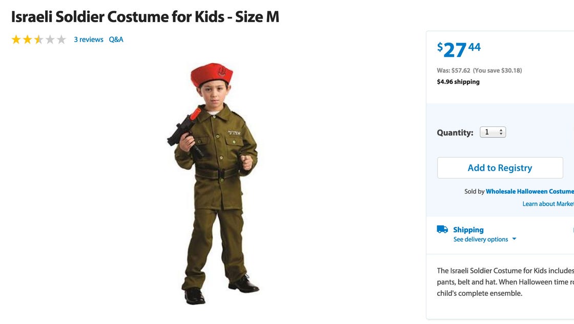 Walmart's Israeli soldier costume for kids sparks outrage
