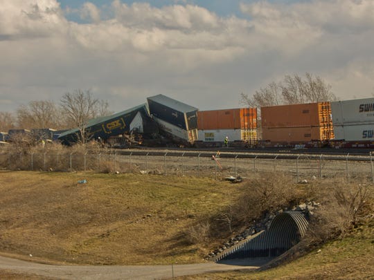 Freight train derails amid windstorm