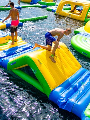 An inflatable playground is opening on Lake Michigan