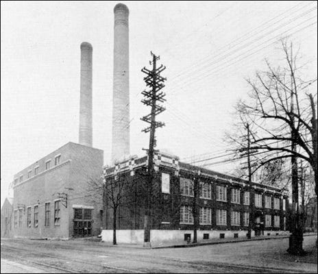 1945 Northeast View of Twin Smokestacks at Edison Plant in York, PA ...