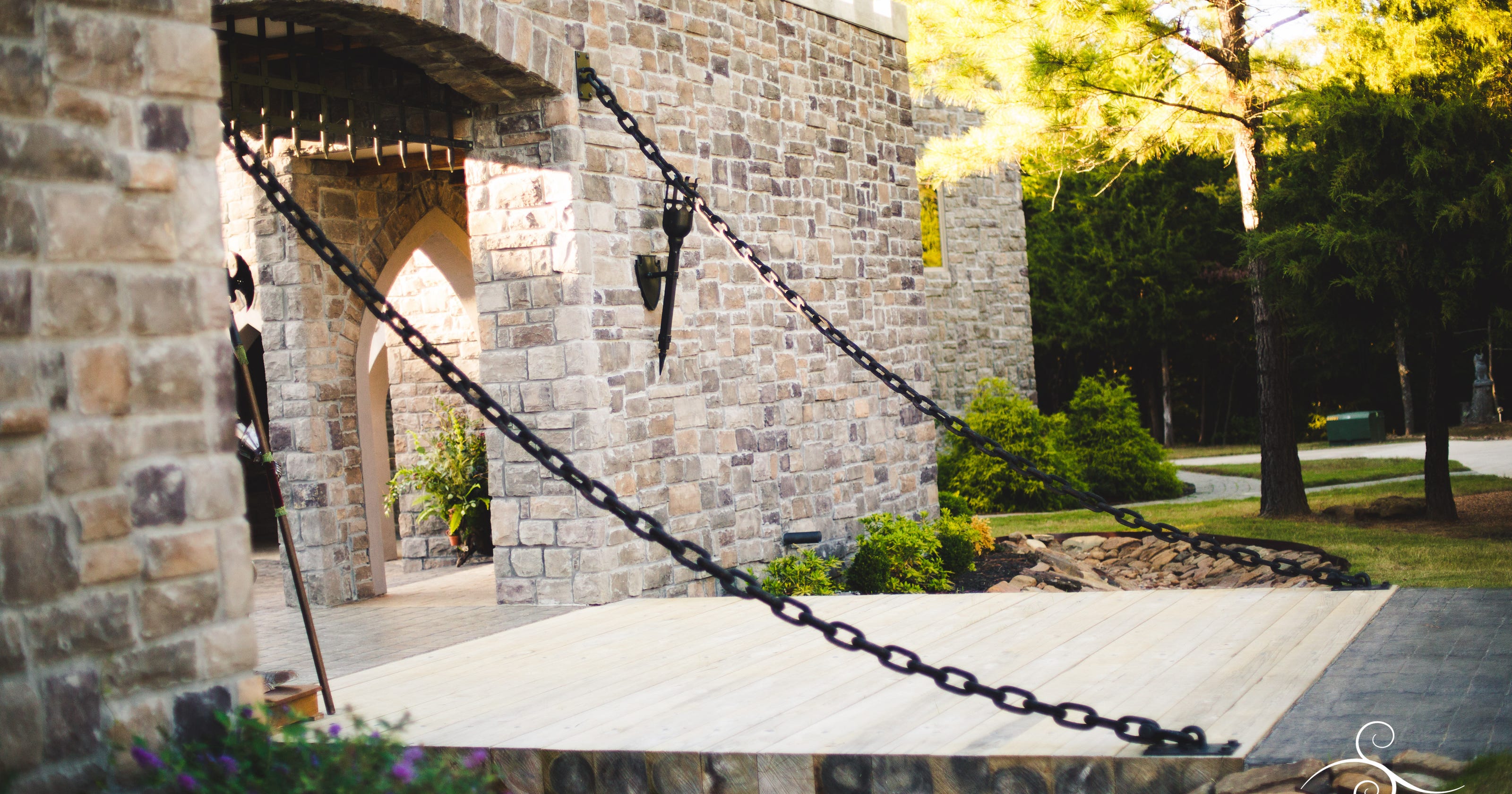 Castle in Chester County complete with moat, drawbridge