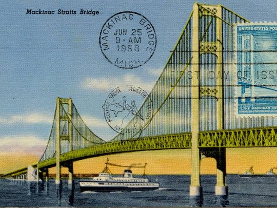 Locals flocked to Mackinac Bridge in 1958