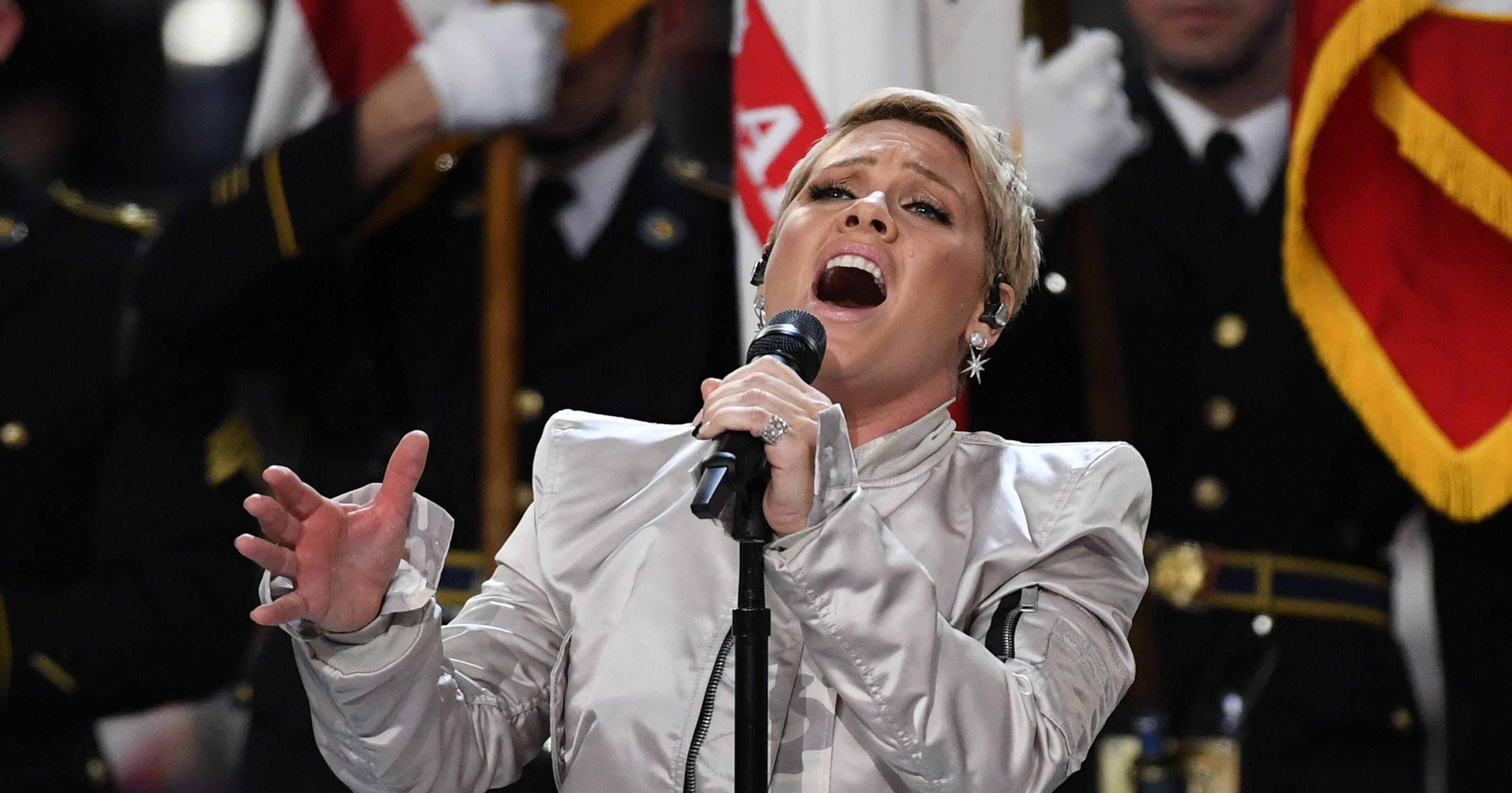 Pink solves mystery of what she spit out before national anthem: A lozenge