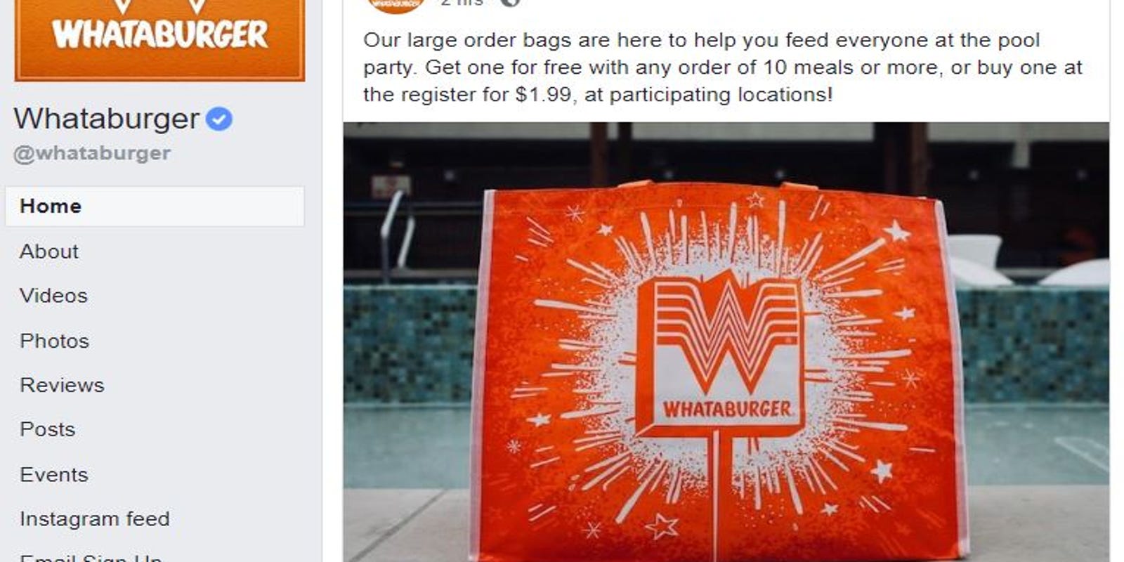 Whataburger gives free reusable bags with bigger meal orders