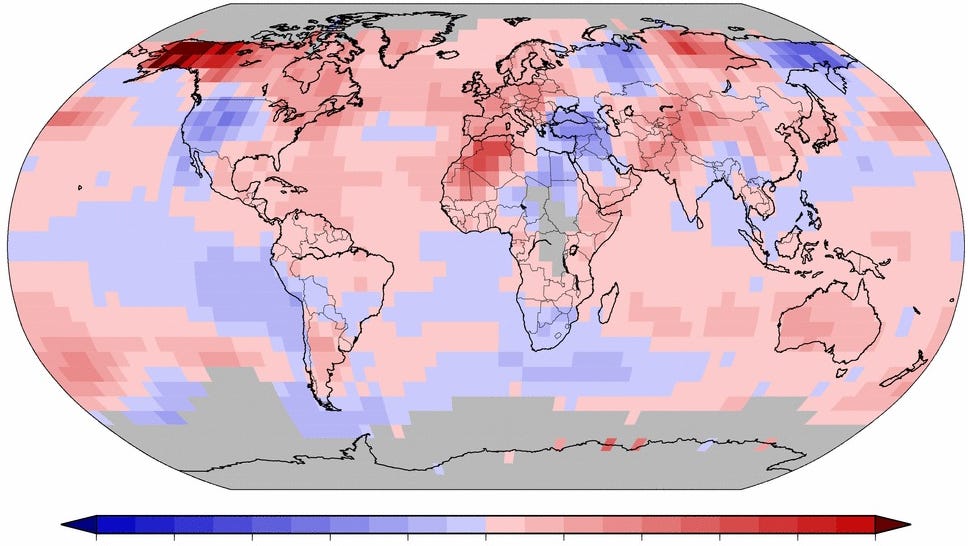 Globe had very warm October; year is 7th-warmest so far
