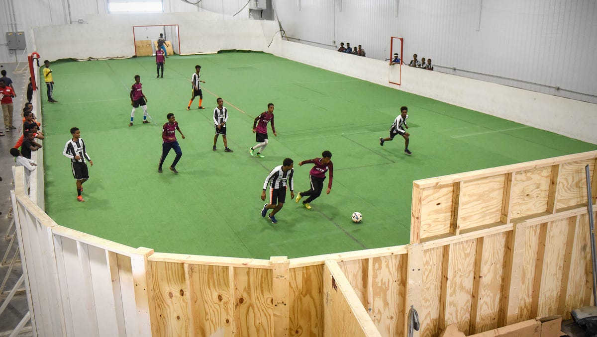 Jim and Brenda Feneis Arena transforms into indoor soccer field