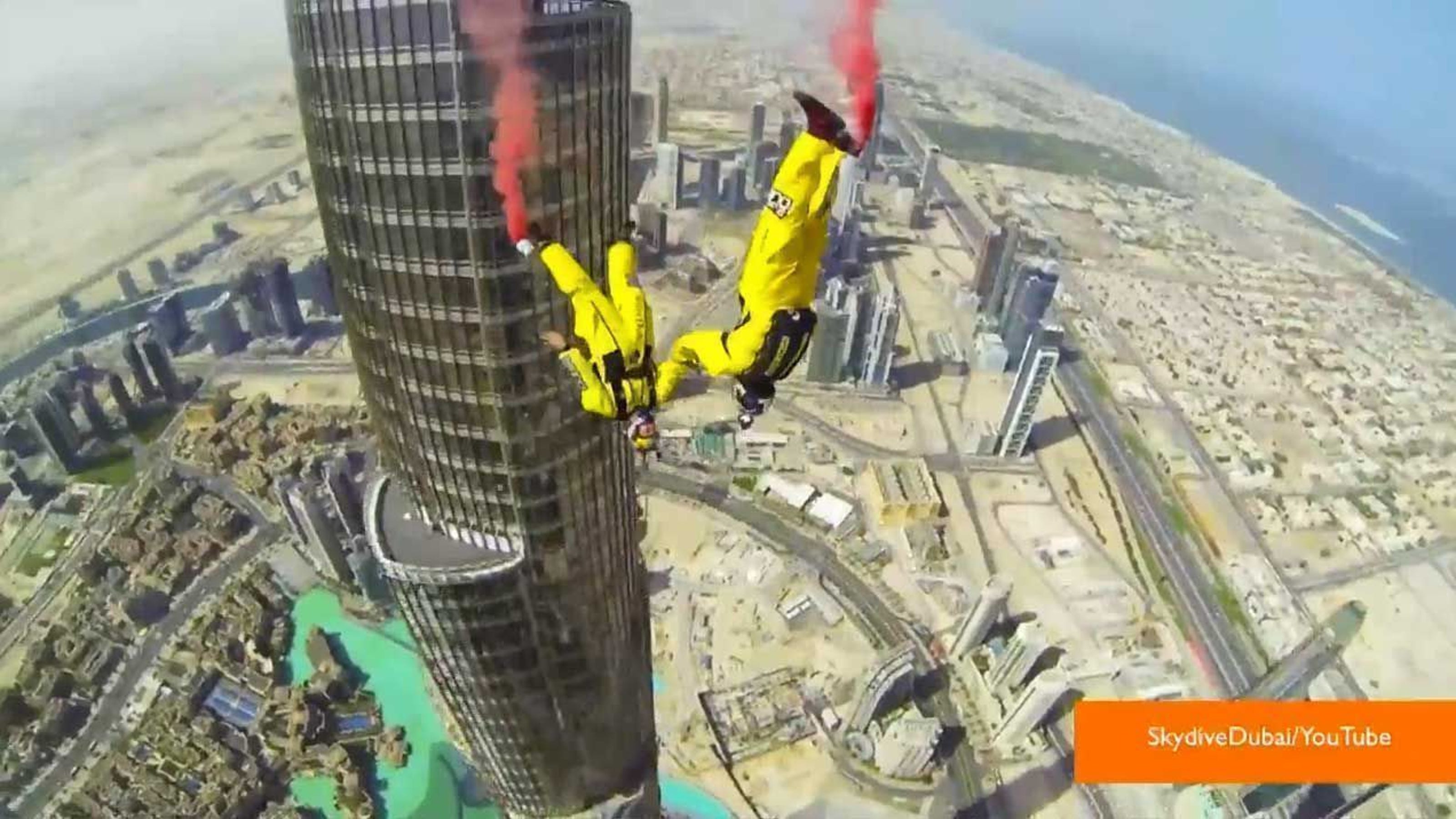 Daredevils set world record with Base Jump off world's tallest skyscraper