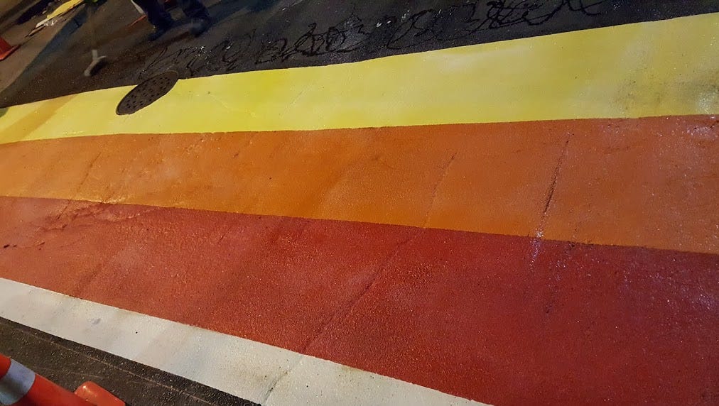 Take a look at the colorful new crosswalk here: