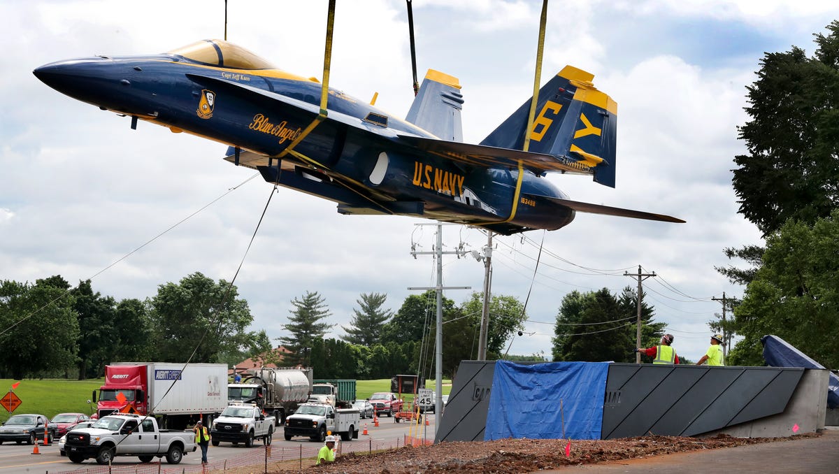Photos: Jet for Blue Angels pilot Capt. Jeff Kuss memorial installed