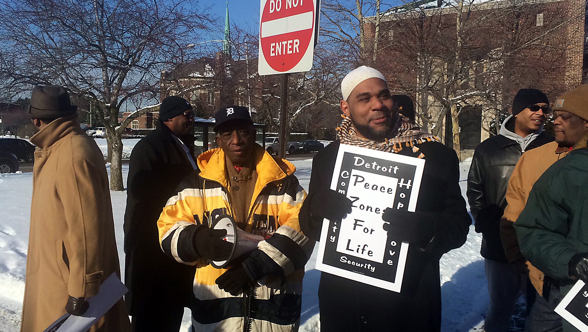 Demonstrators Ron Scott, with the Detroit Coalition Against Police ...