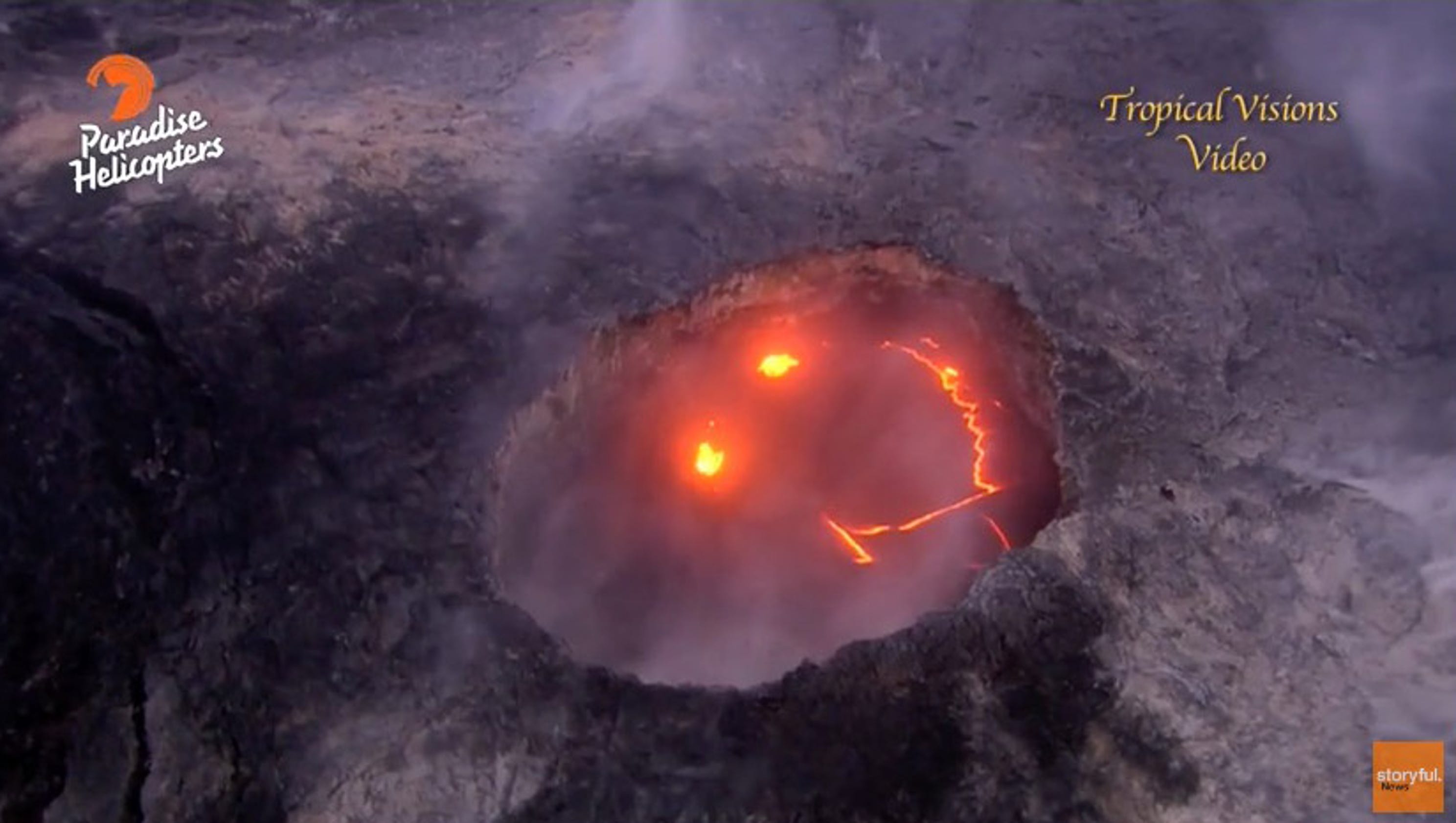 Volcanic eruption forms nature's smile