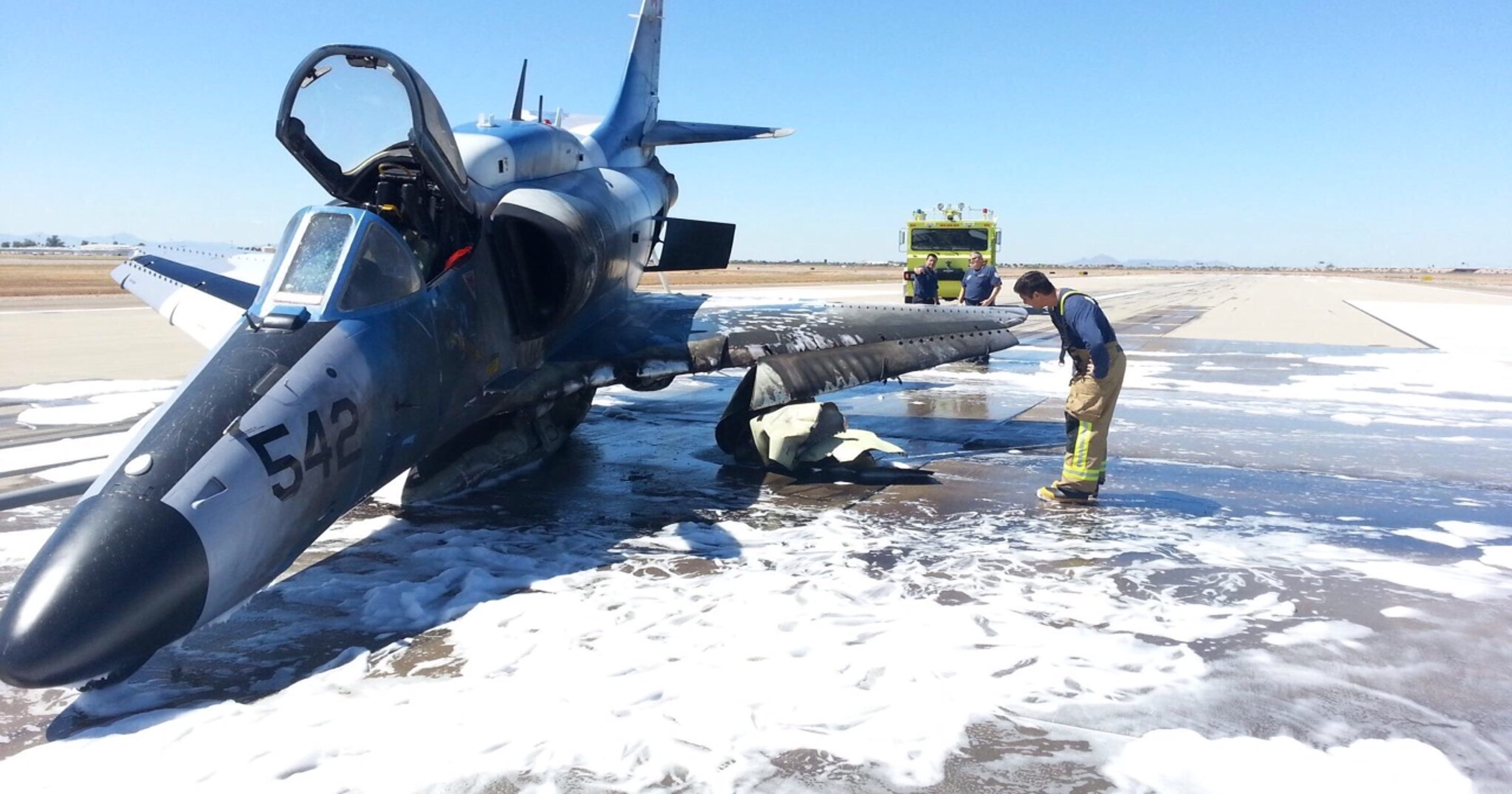 Fighter jet damaged at Phoenix-Mesa Gateway Airport